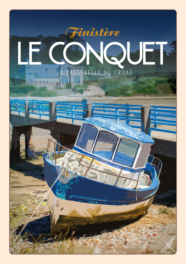 Affiche vintage de la Passerelle du Croaë au Conquet